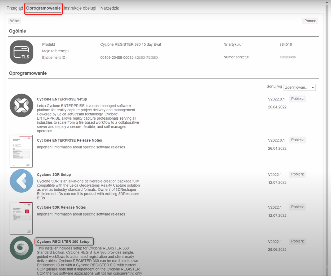 Instrukcja instalacji programów Cyclone REGISTER 360 i Cyclone FIELD ...