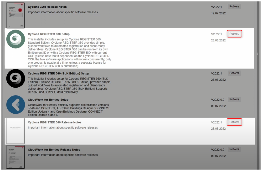 Instrukcja instalacji programów Cyclone REGISTER 360 i Cyclone FIELD ...